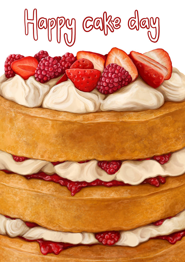 Happy Cake Day - Victoria Sponge Cake Themed Birthday Card by Katie ...